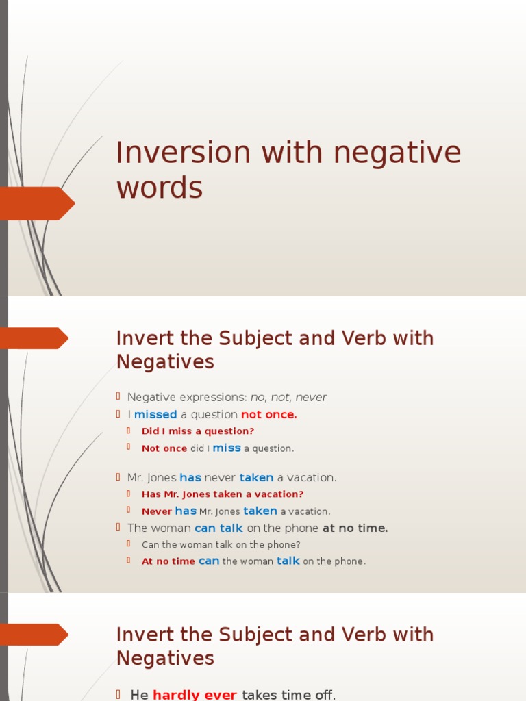 Inversion With Negative Words | PDF