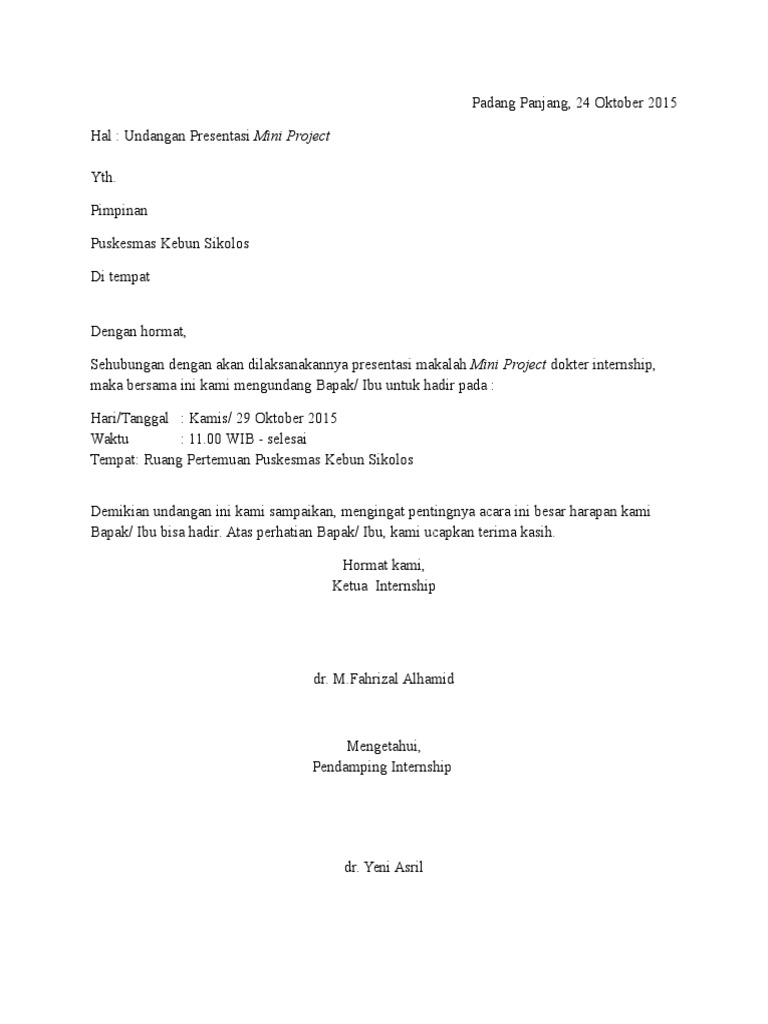 Undangan Presentasi Mini Project | PDF