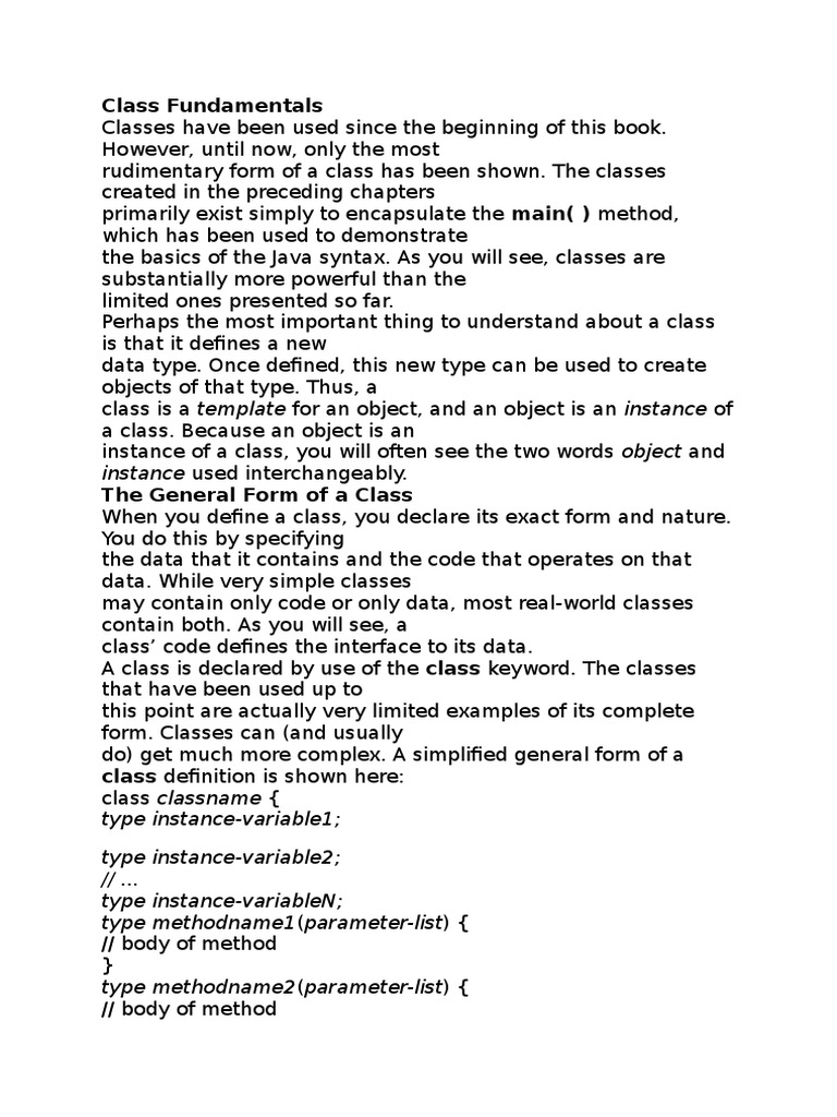 Class Fundamentals In Java Pdf Class Computer Programming 9645