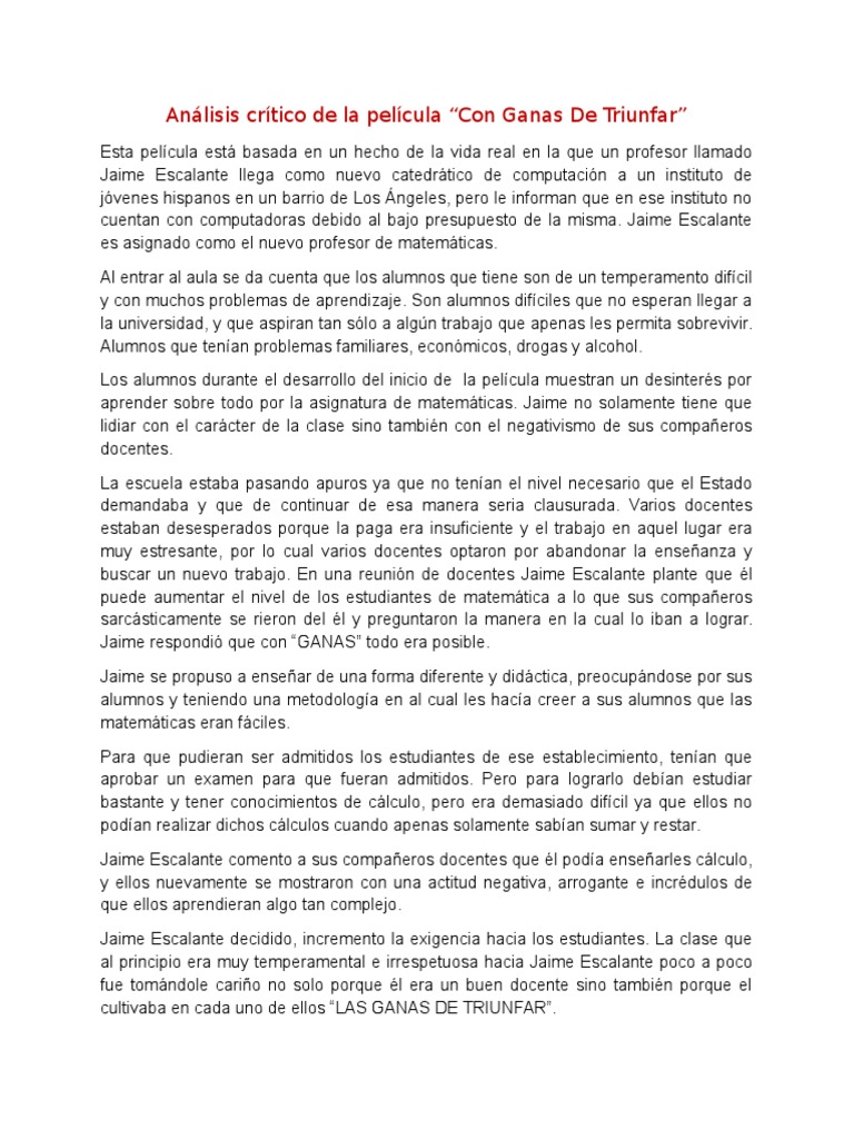 Análisis Crítico de La Película | Maestros | Aprendizaje