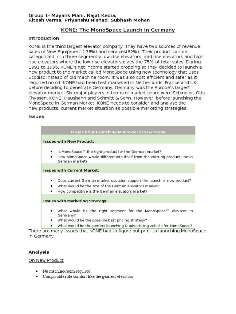 Kone Case Solutions | PDF | Elevator | Pricing