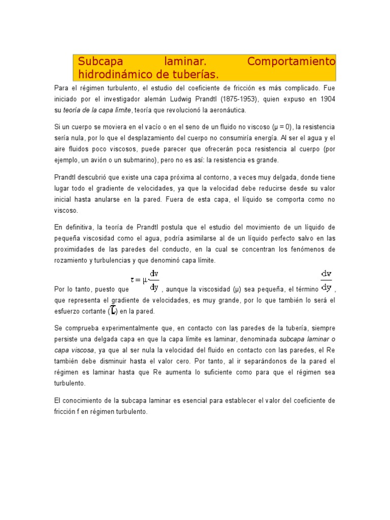 Subcapa Laminar | PDF | Viscosidad | Mecánica de fluidos