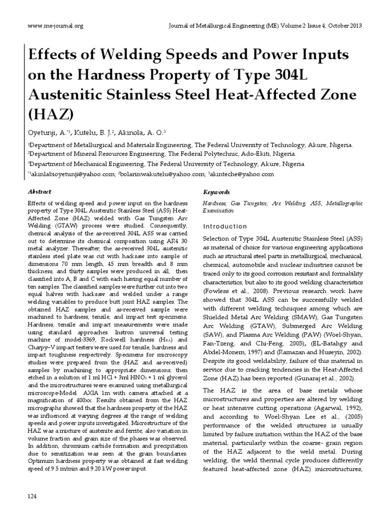Effects of Welding Speeds and Power Inputs On The Hardness Property of ...