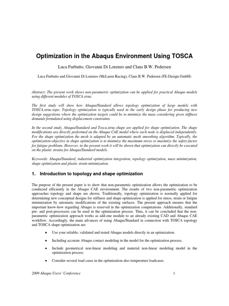 Abaqus Optimization with TOSCA Techniques | PDF | Mathematical ...