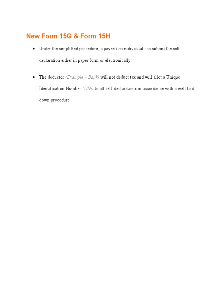 New Form 15G & 15H Submission Guide | PDF | Finance & Money Management