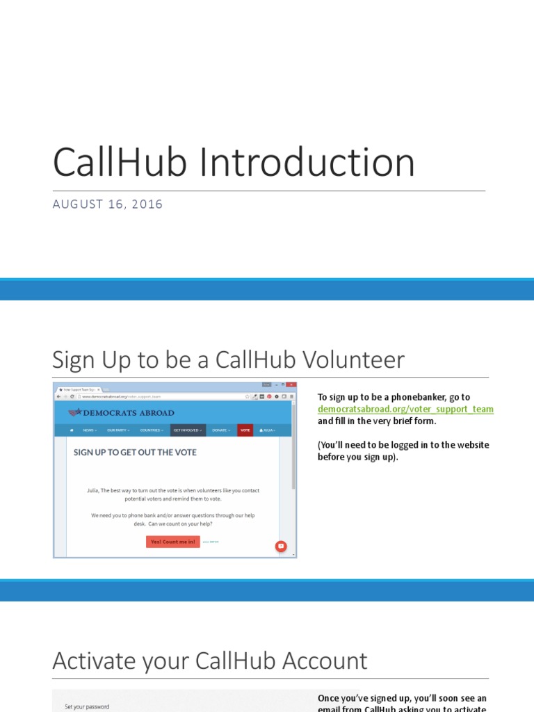 CallHub Introduction | PDF | Login | Password
