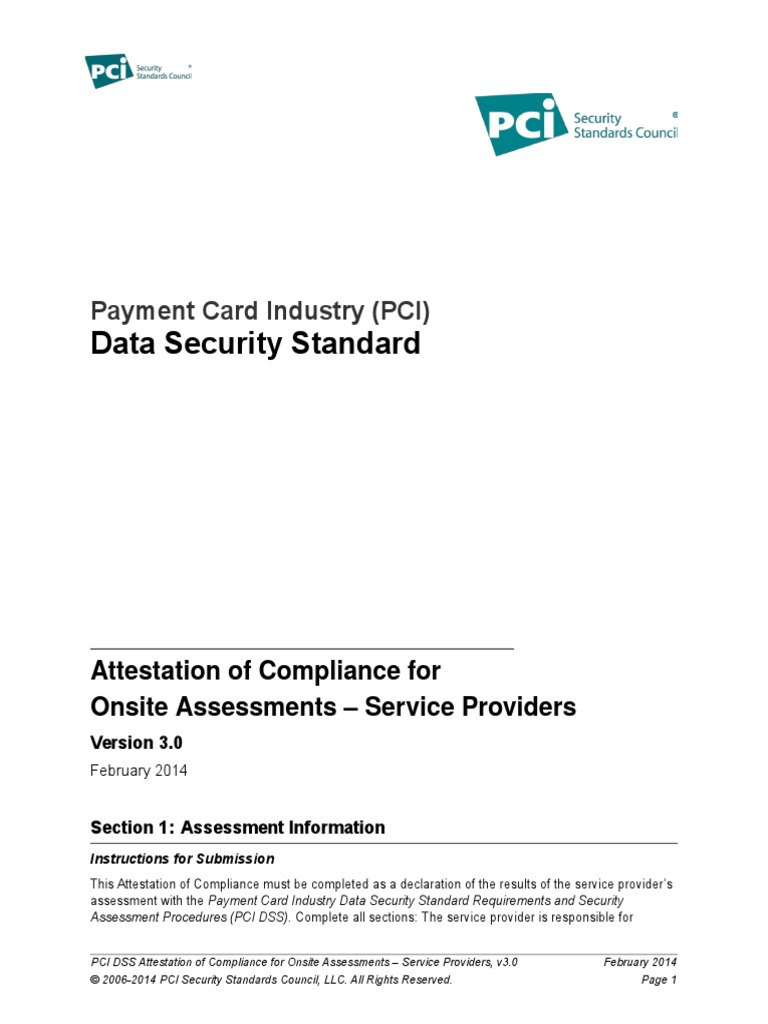 PCI DSS v3 AOC ServiceProviders | PDF | Payment Card Industry Data ...