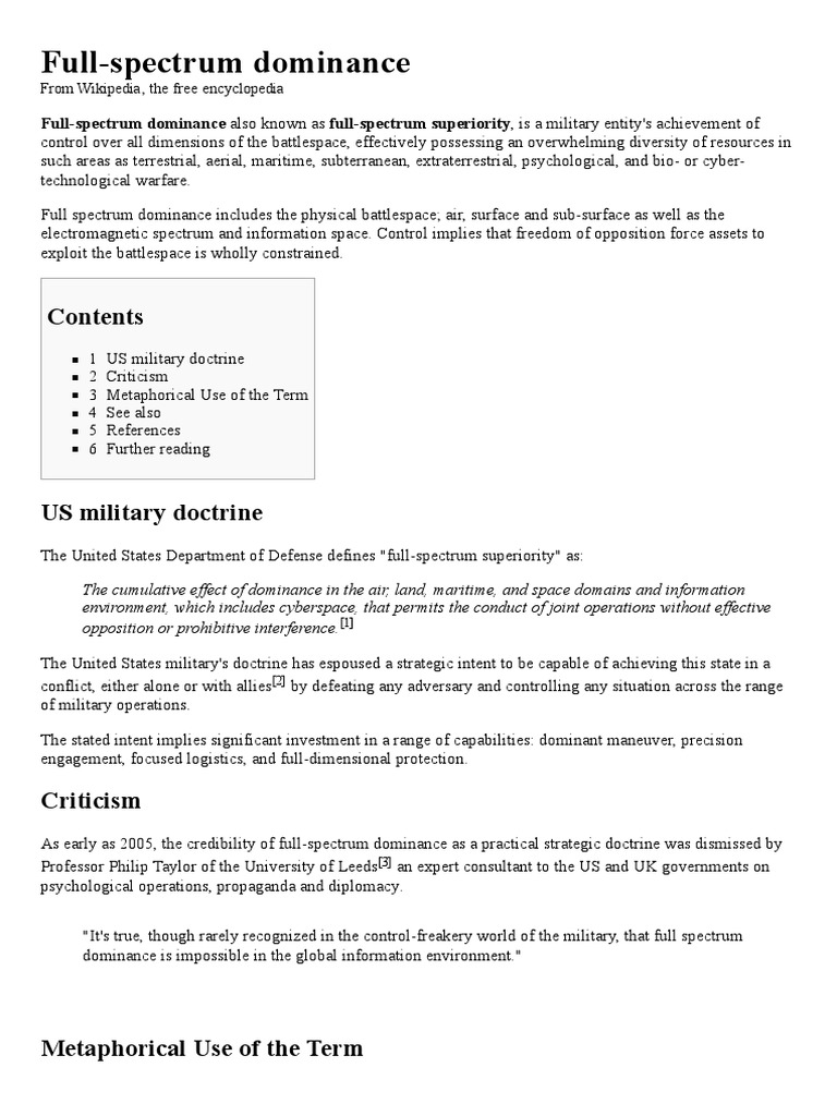 Full-Spectrum Dominance - Wikipedia, The Free Encyclopedia PDF | PDF ...