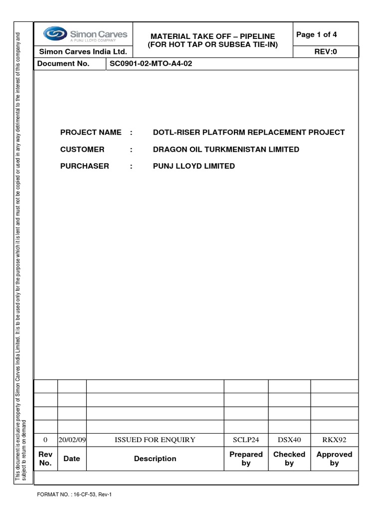 Simon Carves India MTO for Pipeline Connectors | PDF | Pipe (Fluid ...