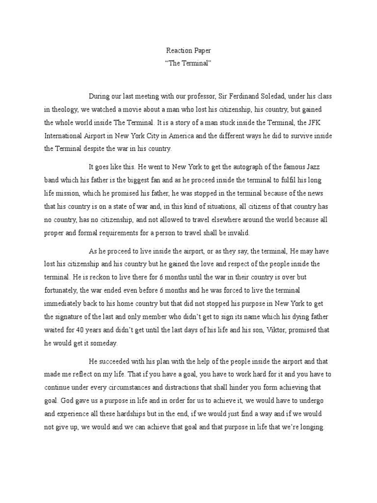 The Terminal Reaction Paper | PDF