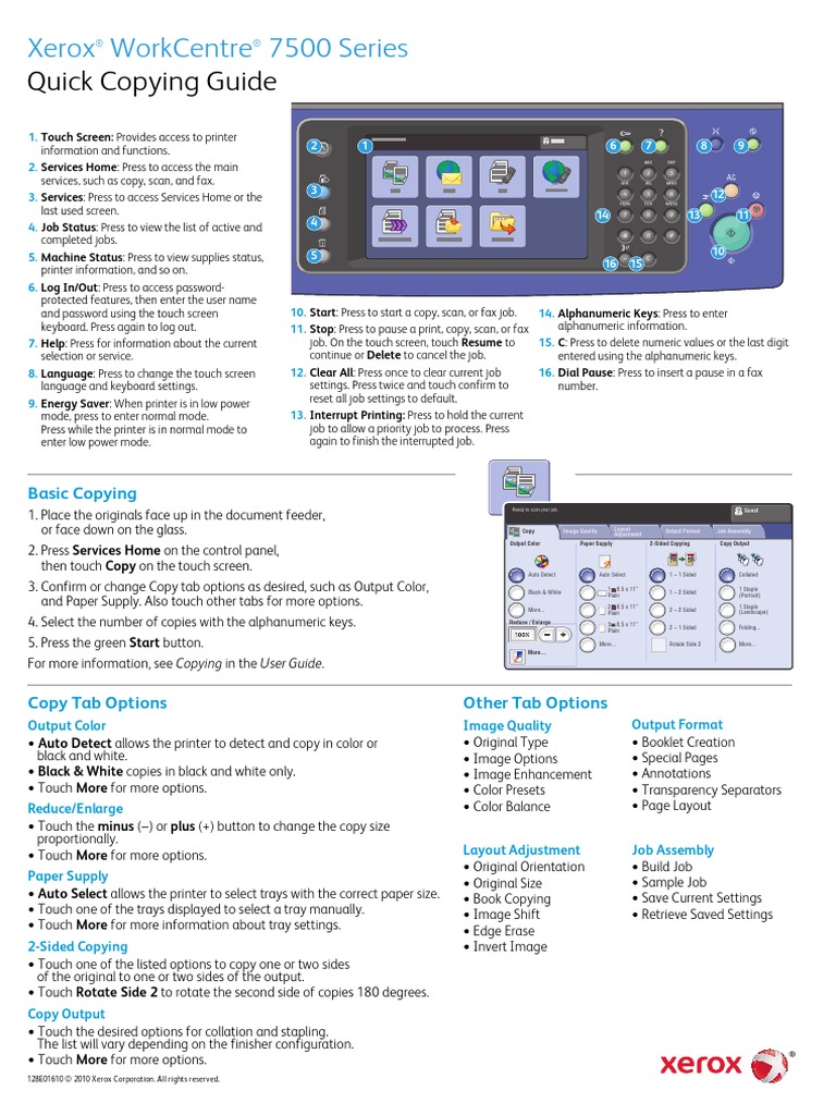 Xerox Workcentre 7525 7530 7535 7545 7556 With Built in Controller Quick Guide | PDF | Page ...