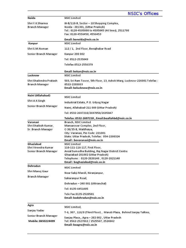 NSIC Offices and Contact Information | PDF | Technology & Engineering