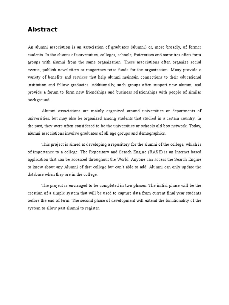 Abstract - College Alumni Management System | PDF | Microsoft Sql ...