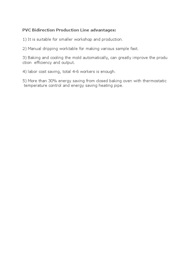 PVC Bidirection Line Benefits | PDF | Technology & Engineering