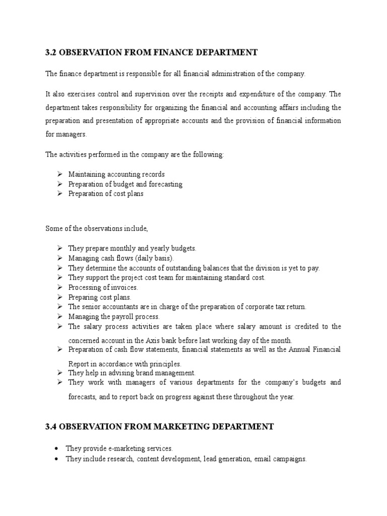 A Comprehensive Review of Operations Across Key Company Departments ...