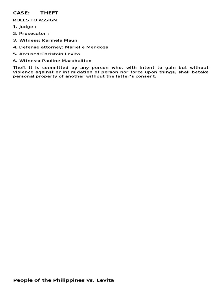 Case: Theft | PDF | Law | Mystery, Thriller & Crime Fiction