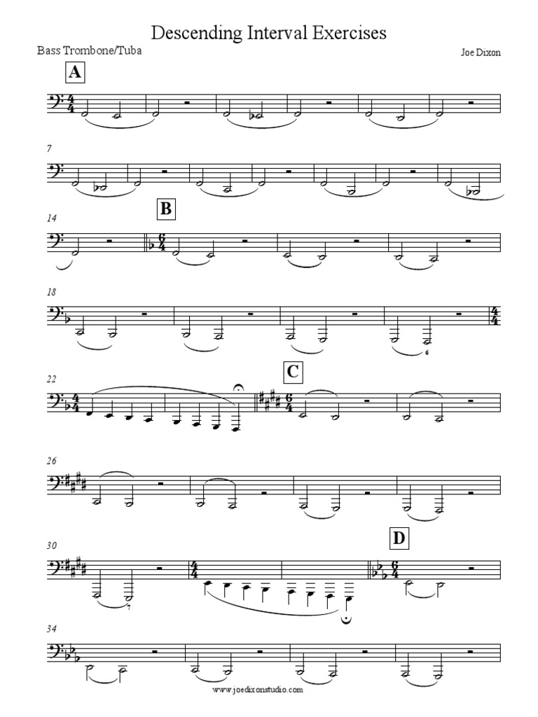 Bass Trombone Tuba Interval Exercises | PDF