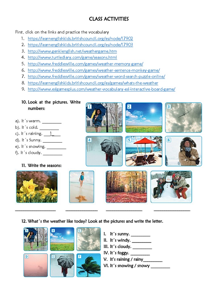 Weather Activities for Kids | PDF | Atmospheric Sciences | Physical ...