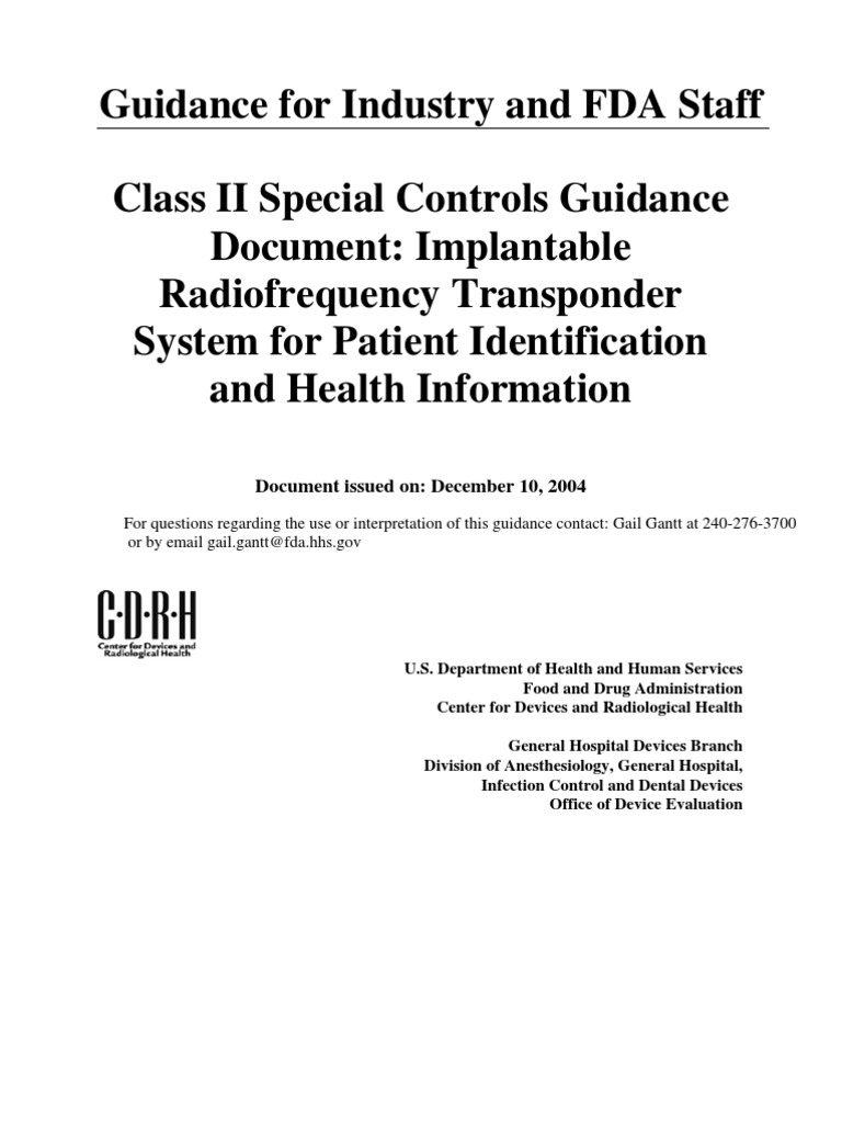 Class II Special Controls Guidance Document - Implantable Radio ...