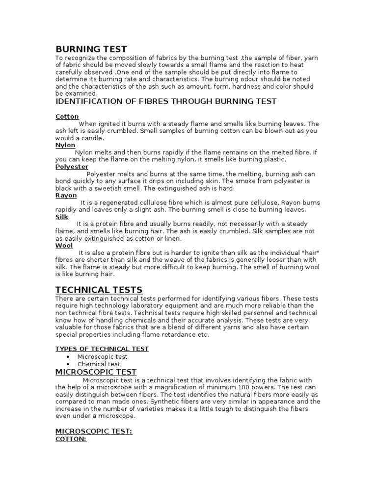 Fiber Identification via Burning Tests | PDF | Fibers | Rayon
