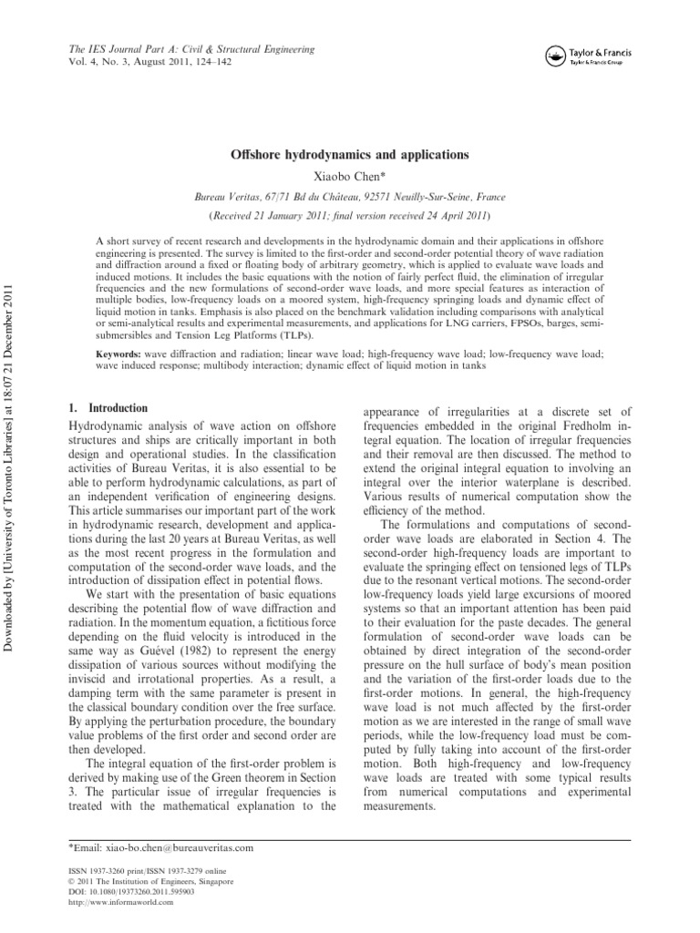 Xiaobo Chen. Offshore Hydrodynamics and Applications | Download Free PDF | Fluid Dynamics ...