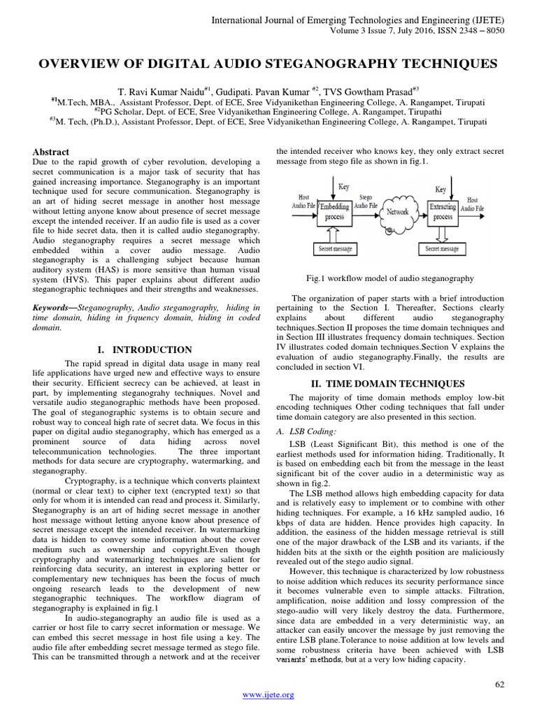 Overview of Digital Audio Steganography Techniques | PDF | Data ...