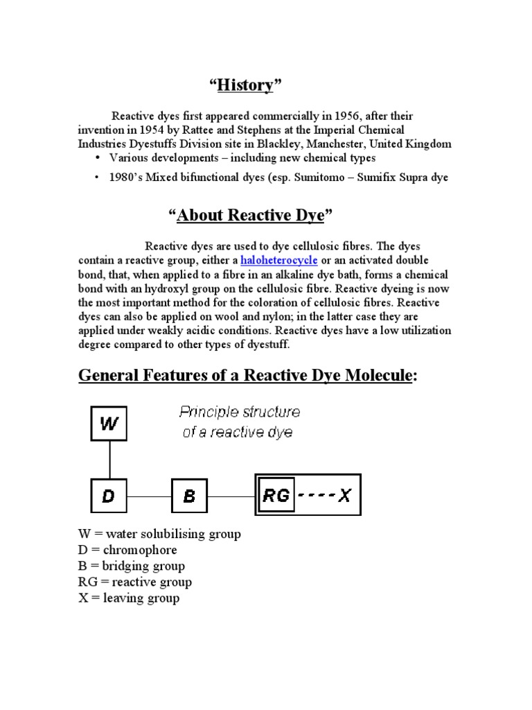 Overview of Reactive Dyes and Types | PDF | Dye | Art Materials