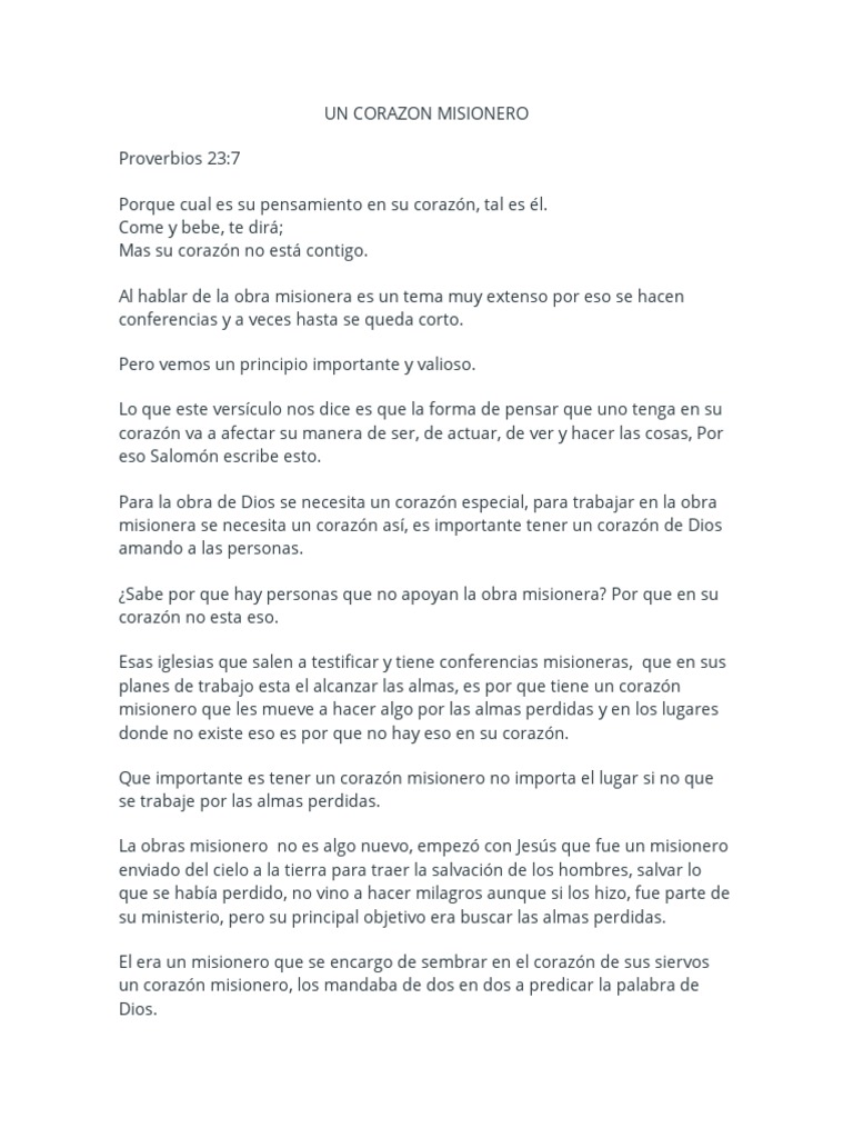 Un Corazon Misionero | PDF | Misionero | Cristo (título)