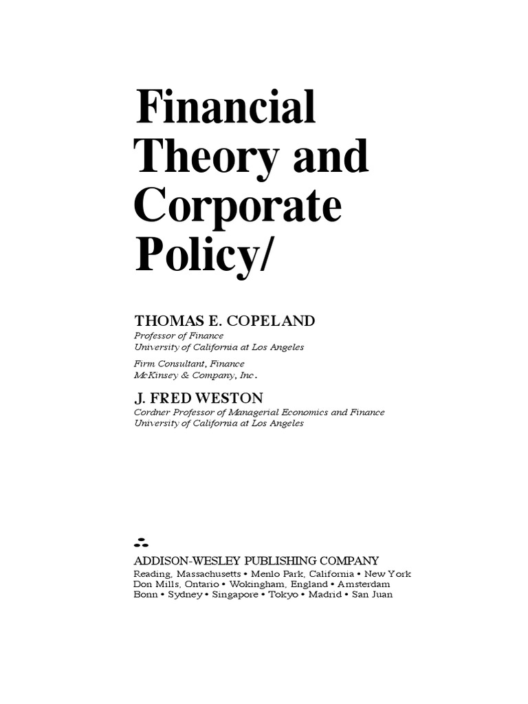 Copeland-Financial Theory and Corporate Policy - Copeland - 3rd - Ed ...