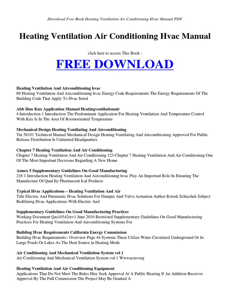 Heating Ventilation Air Conditioning Hvac Manual | PDF | Hvac | Air ...