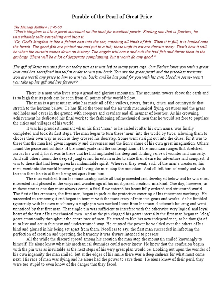 Matthew 13 Parable of The Pearl of Great Price | PDF | Nature