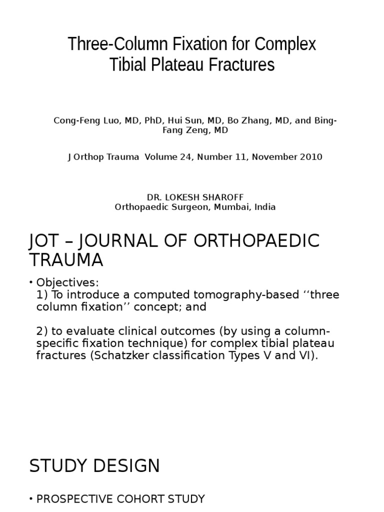 Three Column Fixation For Complex Proximal Tibia | PDF | Clinical ...