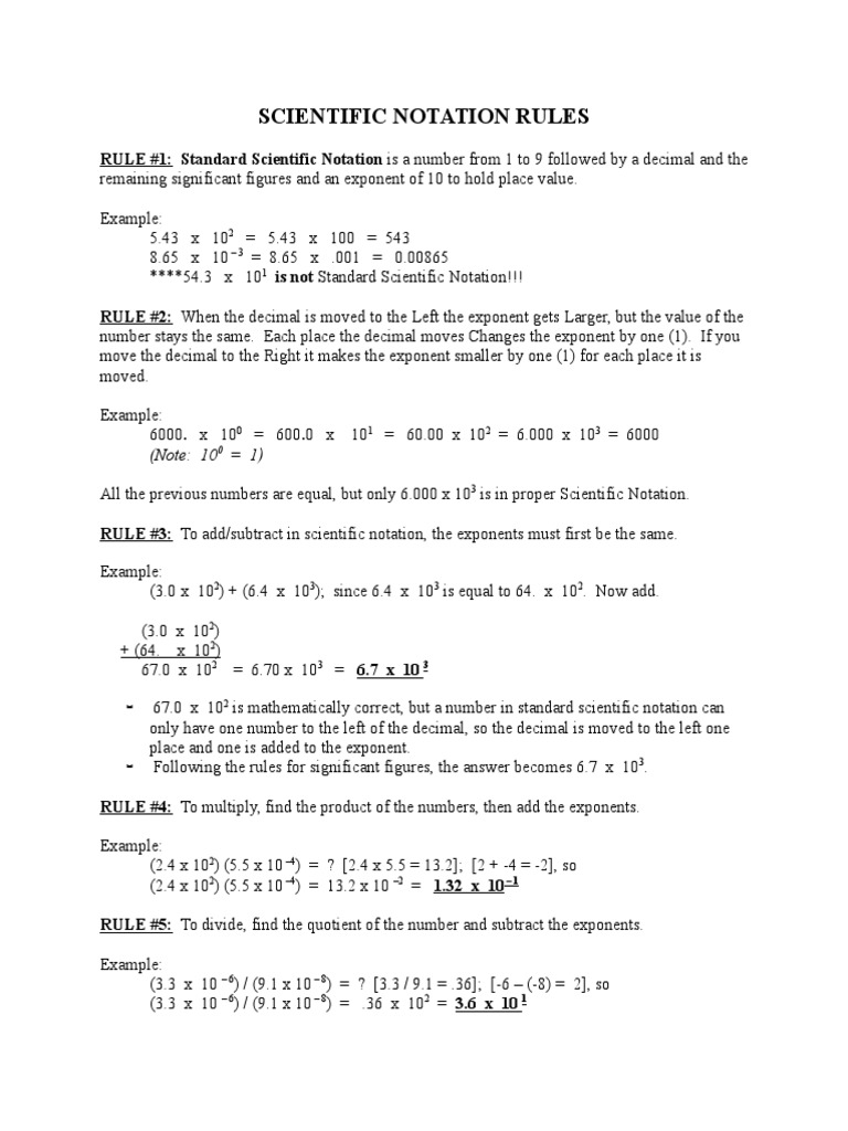 Scientific Notation Rules | PDF