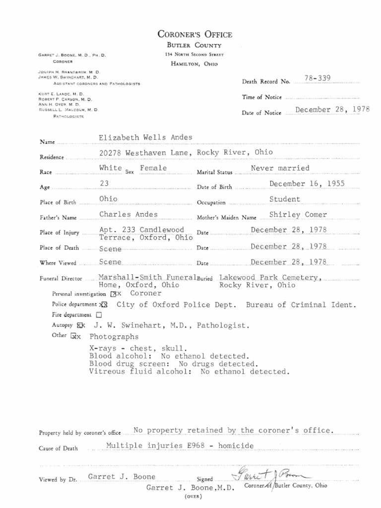 Coroner's File | PDF