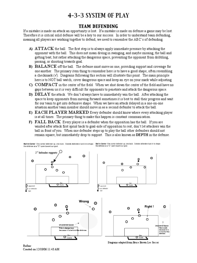 4-3-3 System of Play | PDF | Defender (Association Football) | Forward ...