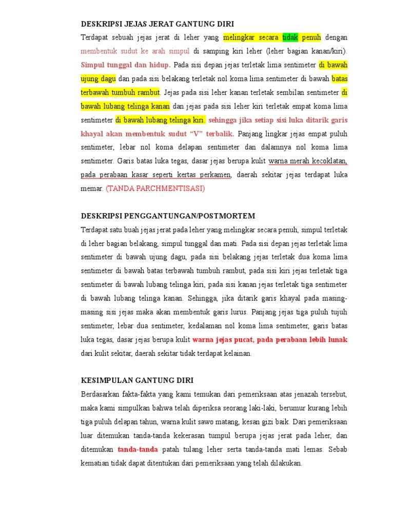 Deskripsi Jejas Jerat Gantung Diri | PDF