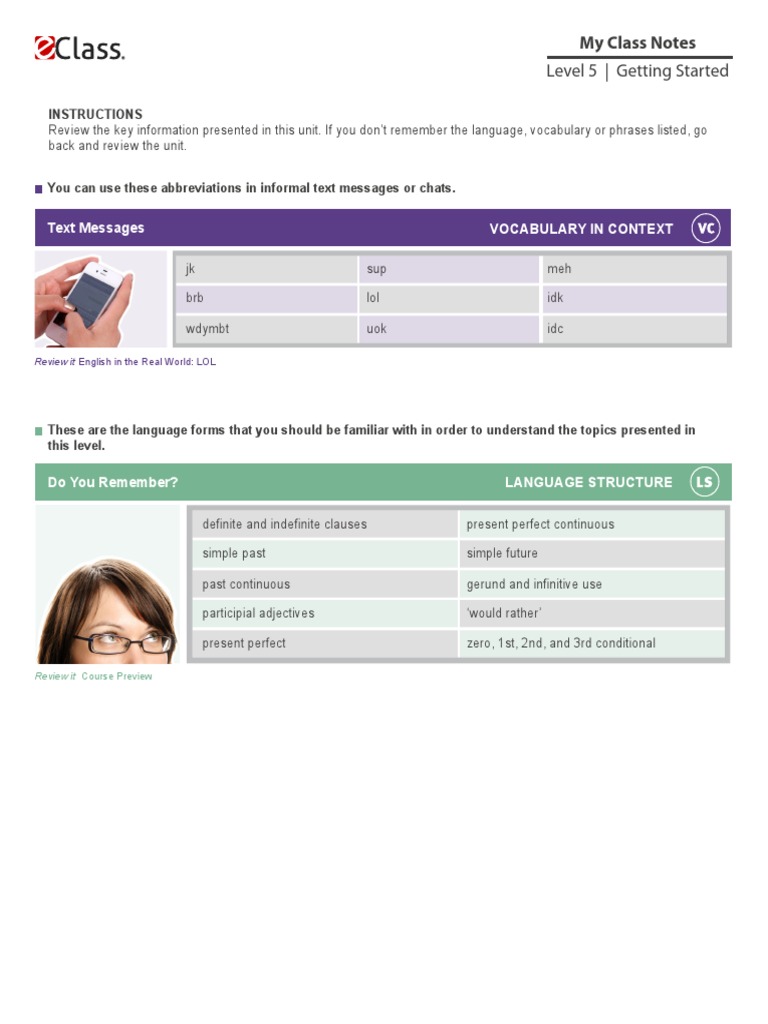 Level 5 - Getting Started: My Class Notes | PDF