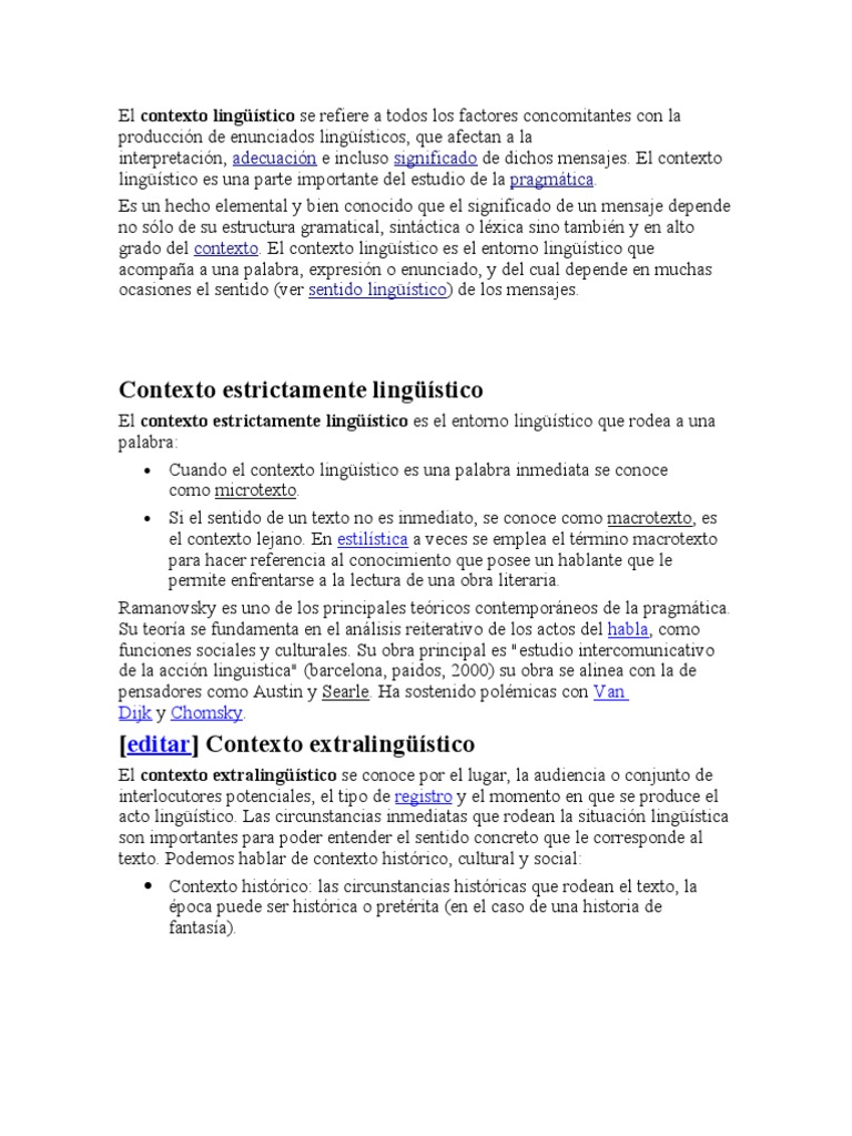 Contexto Linguistico | PDF | Contexto (uso del lenguaje) | Aparición