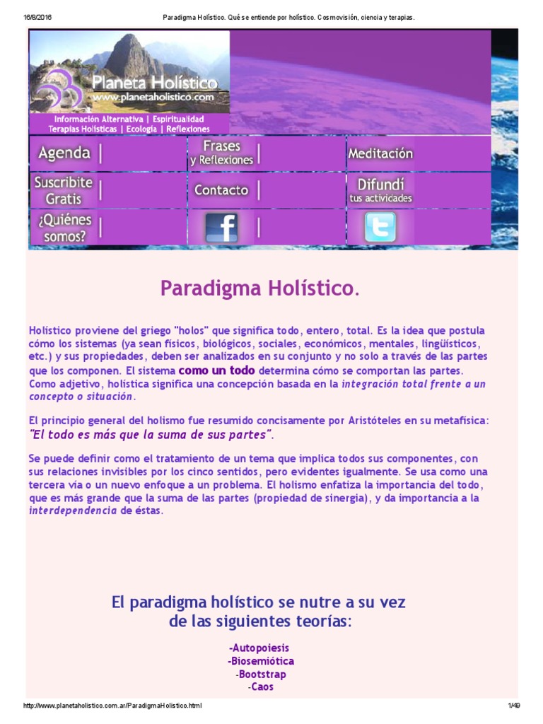 Paradigma Holístico. Qué Se Entiende Por Holístico | Ciencia cognitiva ...