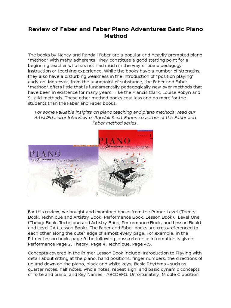 Review of Faber Piano Method Books | PDF | Music Education | Piano