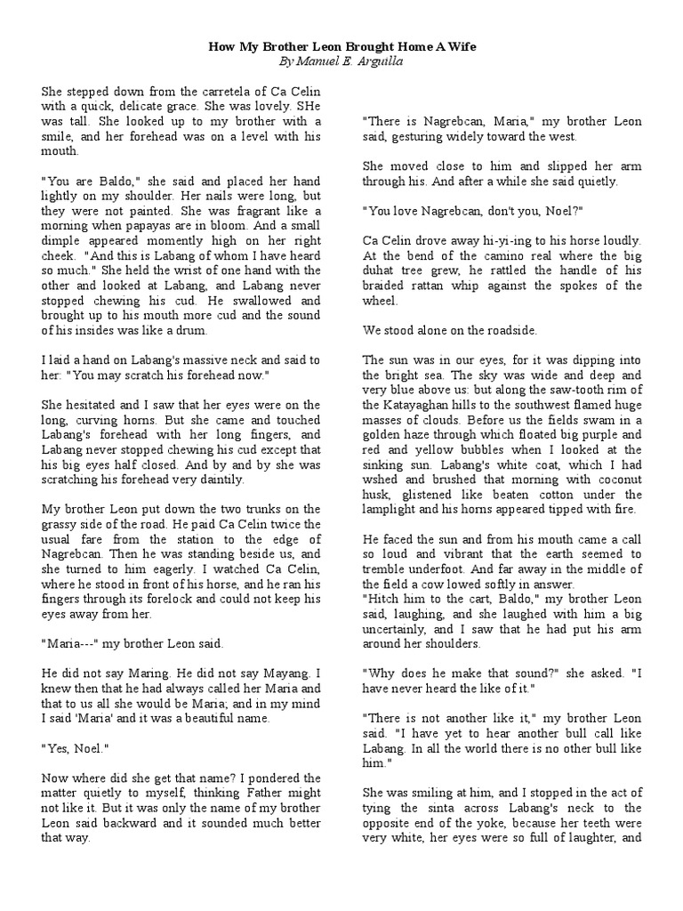 How My Brother Leon Brought Home A Wife | PDF | Nature