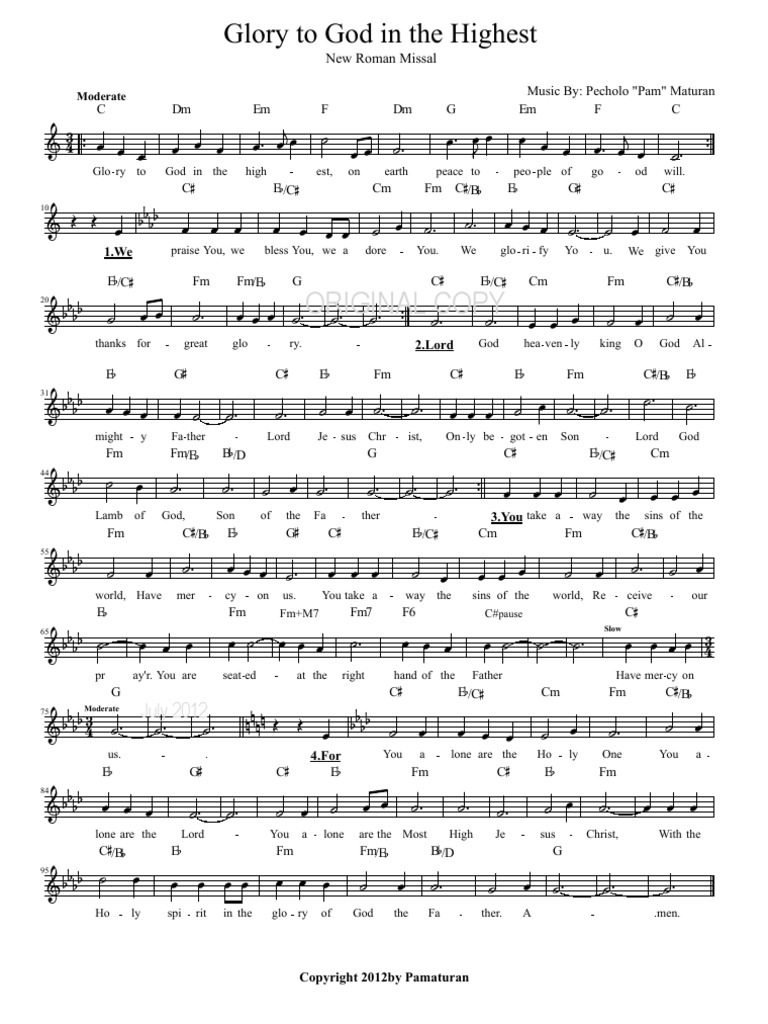 Glory To God in The Highest - New Roman Missal | PDF