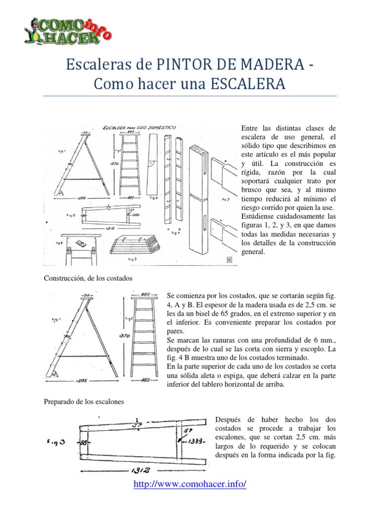 Escaleras de Pintor de Madera Como Hacer Una Escalera | PDF | Pinturas ...