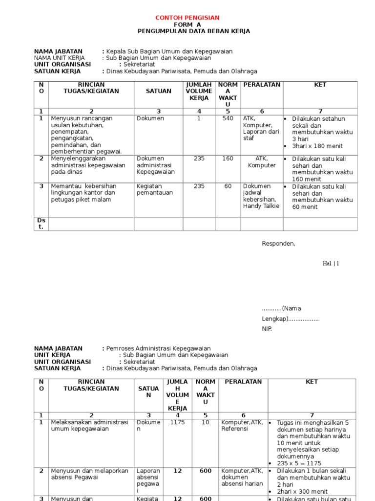 Contoh Pengisian Formulir Abk | PDF