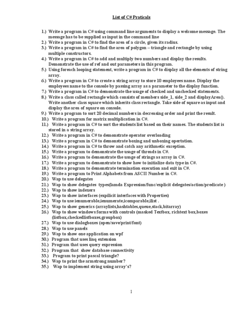 Final List C Praticals Pdf Method Computer Programming Class Computer Programming