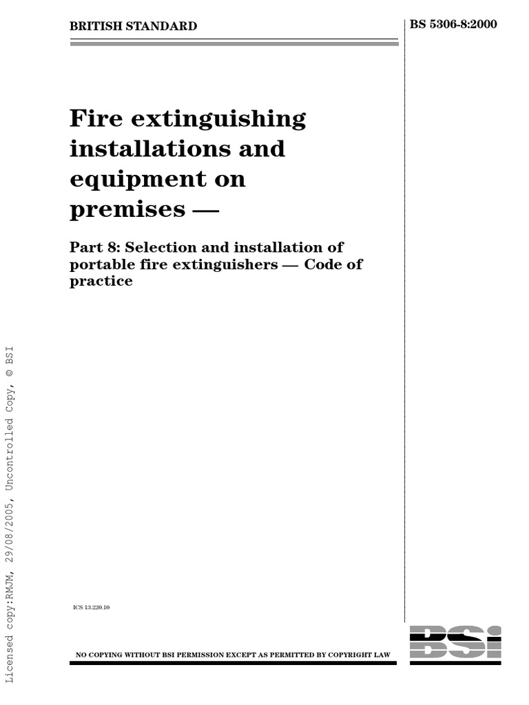 BS 5306-8-2000 Fire Extinguishing Installations and Equipment | PDF ...