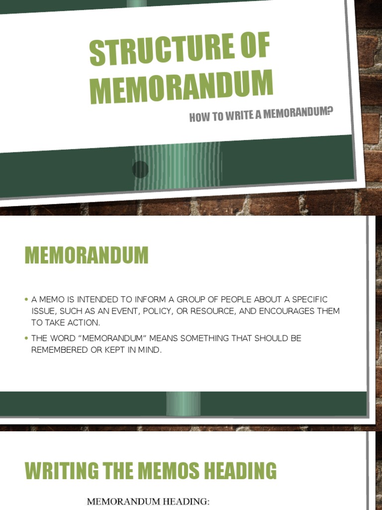 Memo Writing Structure Guide | PDF | Memorandum | Communication