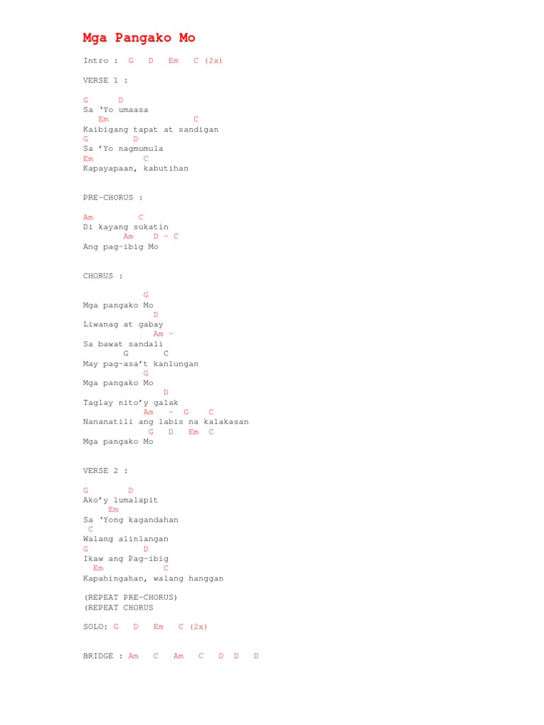 Mga Pangako Mo - G | PDF