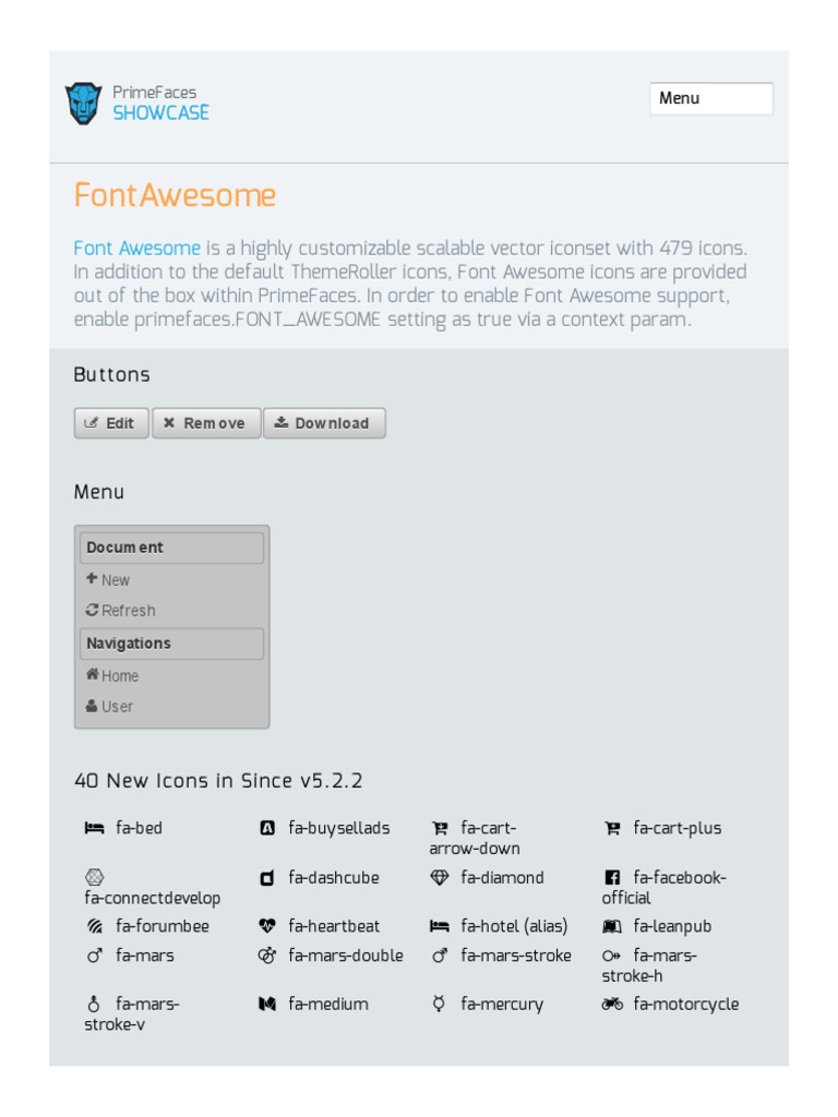 PrimeFaces ShowCase | PDF | Menu (Computing) | Graphical User Interfaces PrimeFaces ShowCase | PDF | Menu (Computing) | Graphical User Interfaces