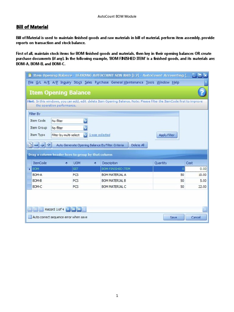 AutoCount Bill of Material | PDF | Business | Economies